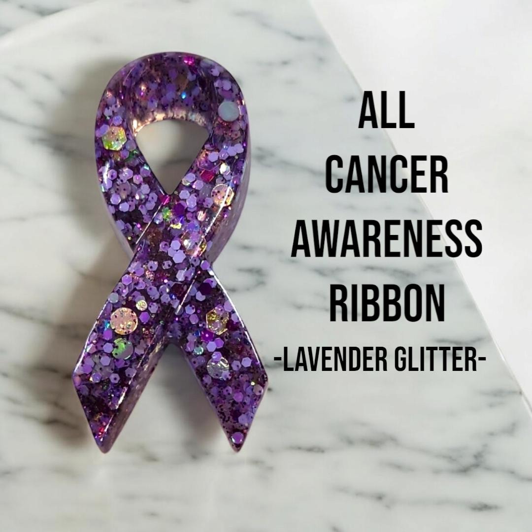 Lavender Glitter/all Cancer Awareness Ribbons/ Handmade/epoxy Resin ...