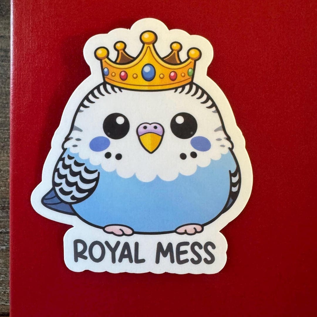 Royal Mess Blue Budgie Parakeet Vinyl Sticker - Etsy
