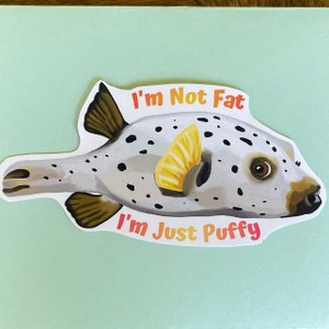 Funny Dogface Puffer Fish Vinyl Sticker - Etsy
