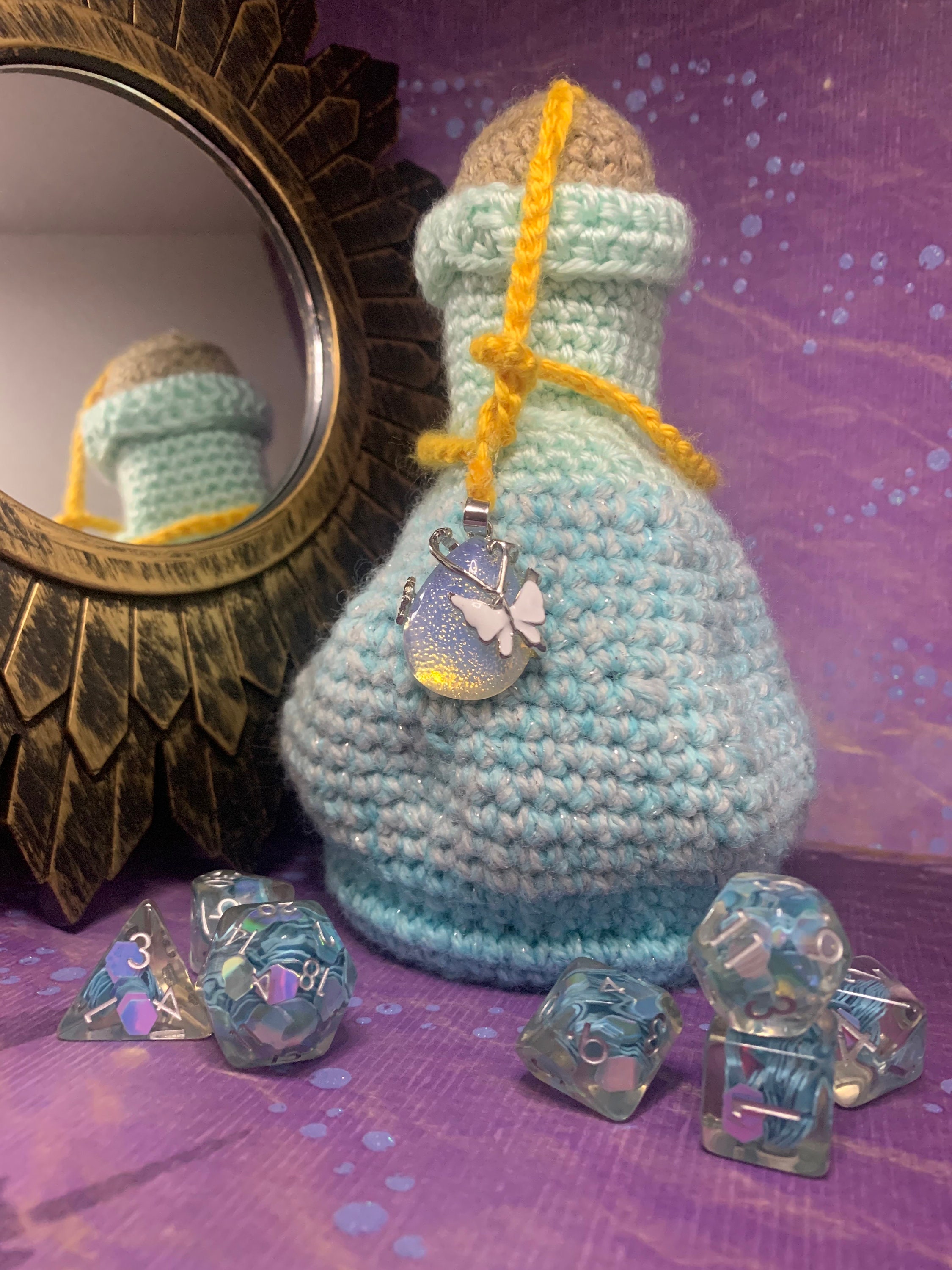 Potion Bottle Dice Bag Potion of Cloud Walking DND Dice Bag Crochet ...
