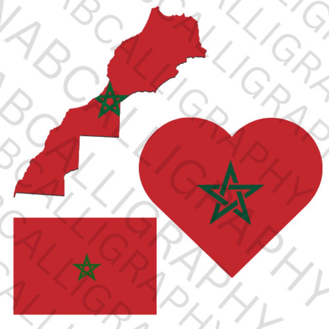 Moroccan Flag SVG Instant Digital Download.heart Moroccan Flag. - Etsy