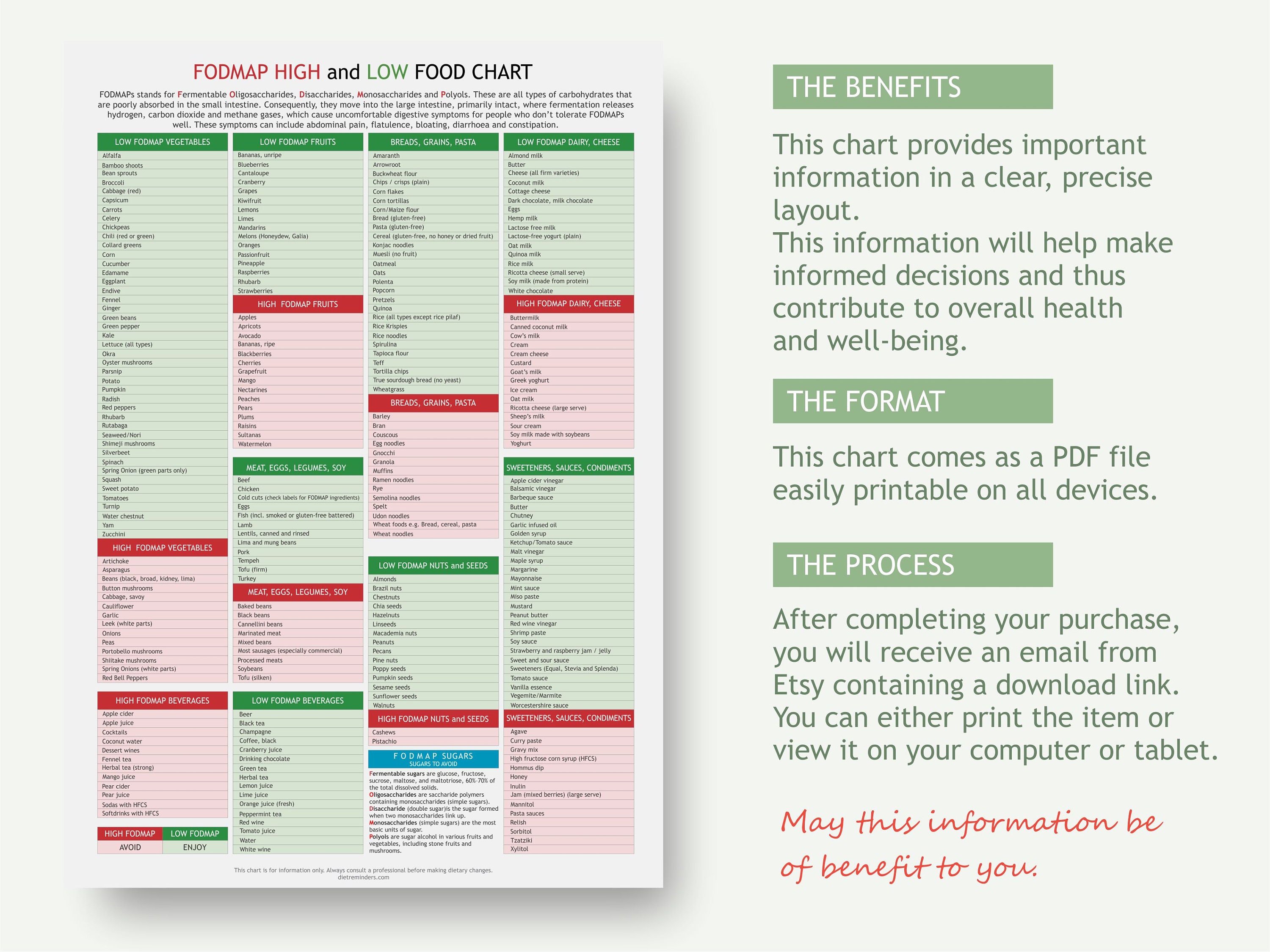 Fodmap Foods Low Fodmap High Fodmap Digital Download Irritable Bowel Syndrome Ibs Colour