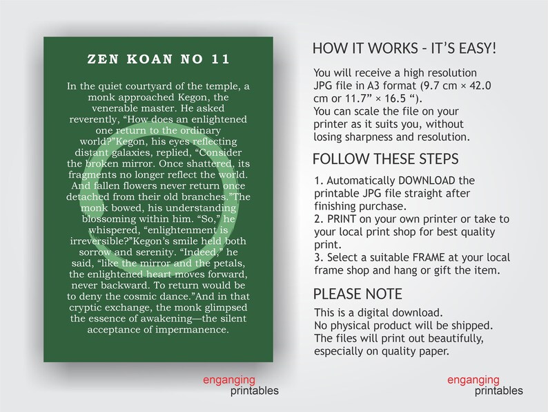 Zen Koan Wall Art, Buddhist Riddle, Inspirational Mystery, Printable ...