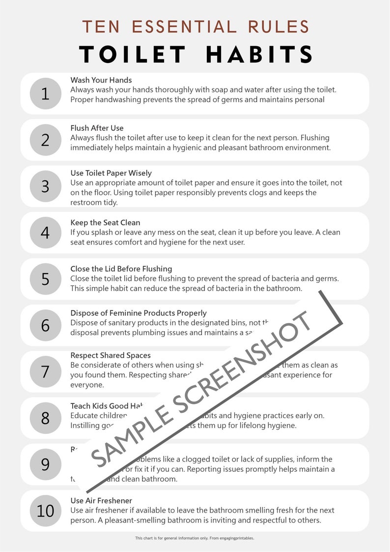 TOILET HABITS, 10 Golden Rules, Overview Reminder, Essential Principles ...