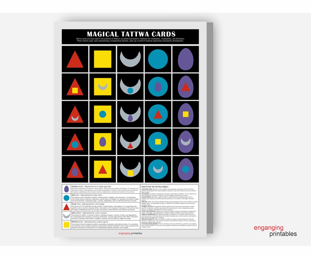 Tattwa Cards Wall Art: Spiritual Growth Symbols (PDF Download) - Etsy