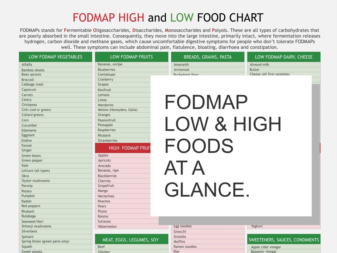 FODMAP Foods, Low-fodmap, High Fodmap, Digital Download, Irritable Bowel Syndrome, IBS, Colour ...