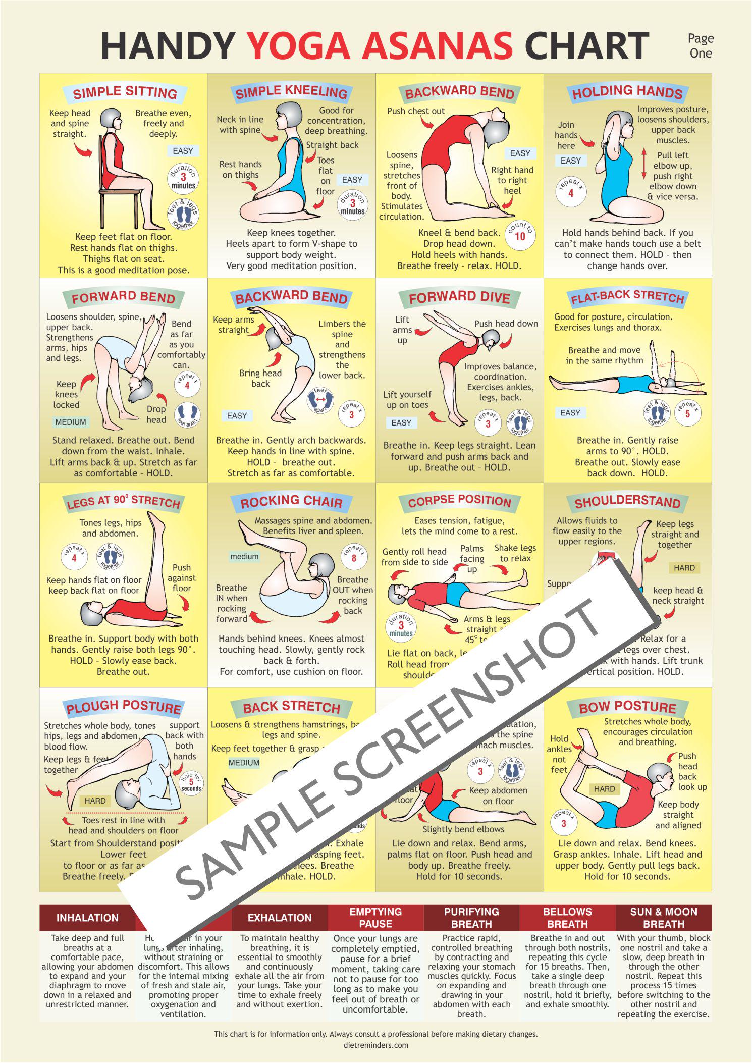 Yoga Asanas Chart: Illustrated Poses, Restorative Exercises (digital ...