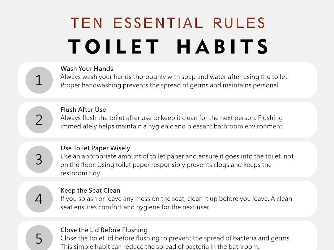 TOILET HABITS, 10 Golden Rules, Overview Reminder, Essential Principles ...
