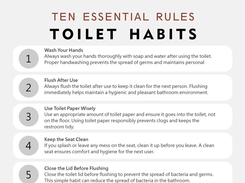 TOILET HABITS, 10 Golden Rules, Overview Reminder, Essential Principles ...