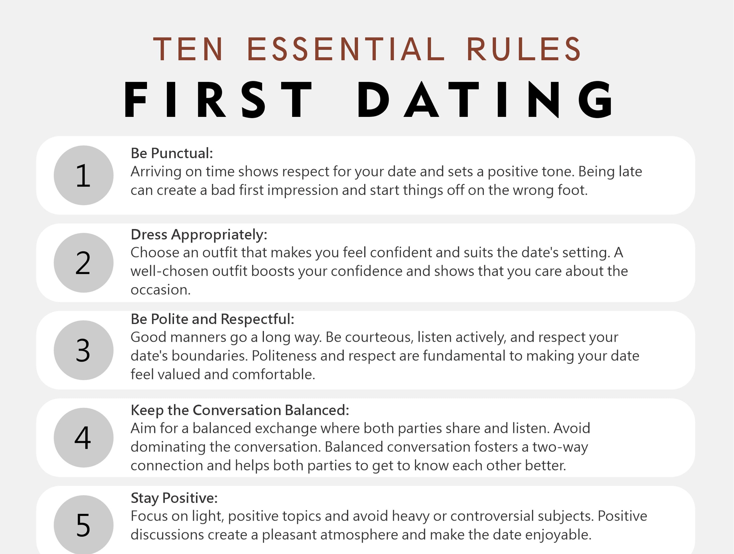 FIRST DATING, 10 Essential Rules, Overview Reminder, Essential ...