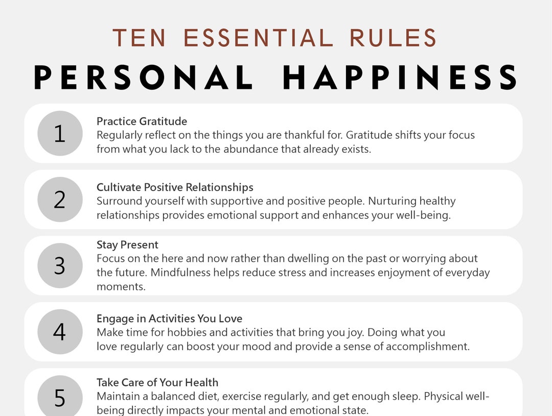 PERSONAL HAPPINESS, 10 Golden Rules, Overview Reminder, Essential ...