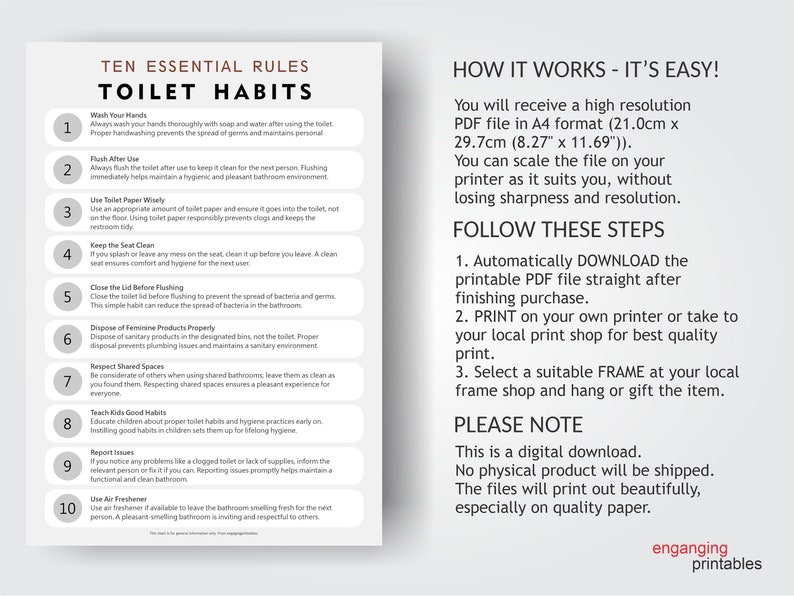TOILET HABITS, 10 Golden Rules, Overview Reminder, Essential Principles ...