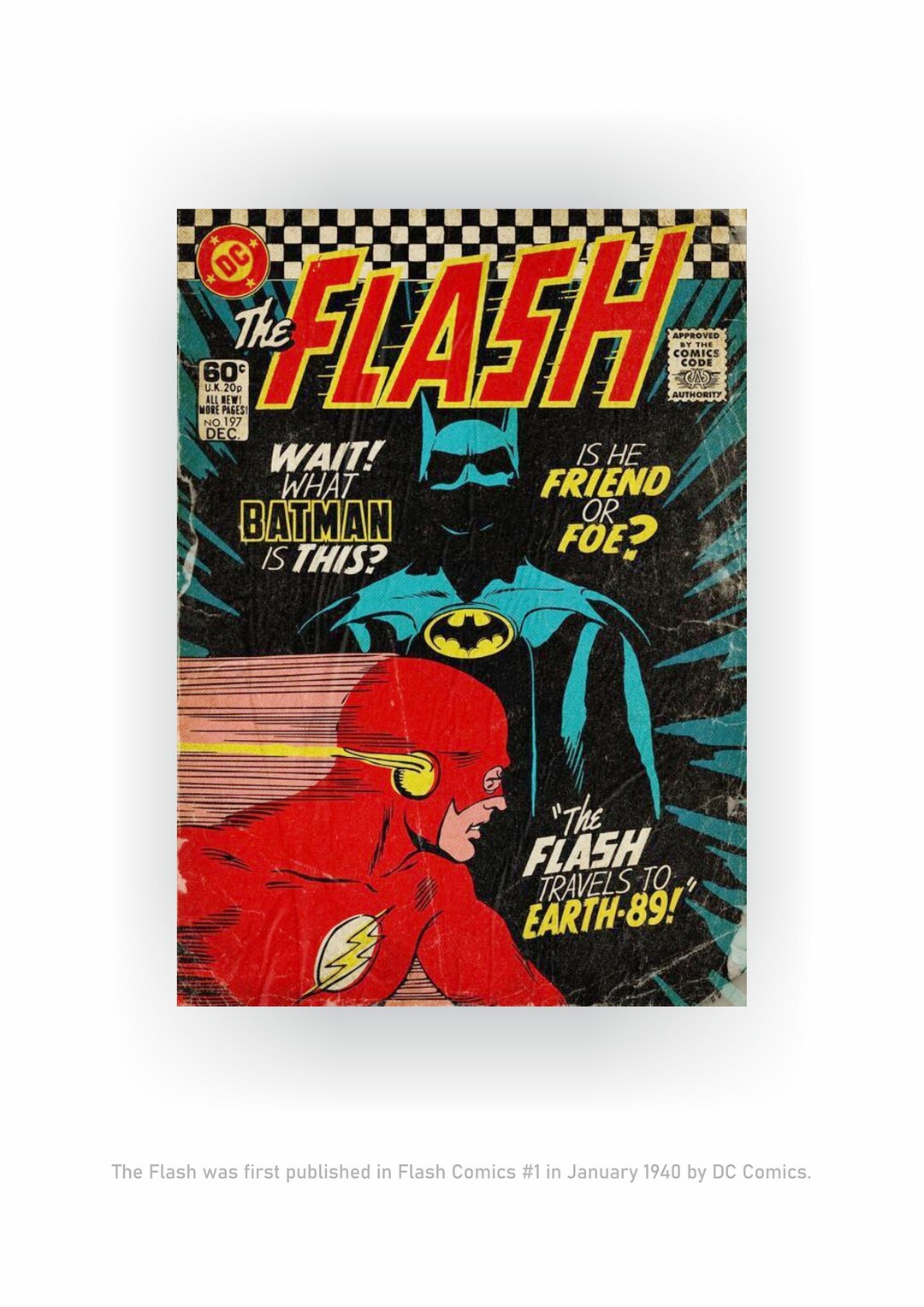 The Flash Vintage Comic Book Wall Art Cover Poster, A3, High-resolution JPG File, Digital ...