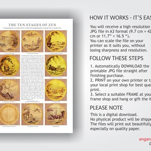 Ten Stages of Zen, Bull Herding Story, Printable Decor Wall Art, High ...