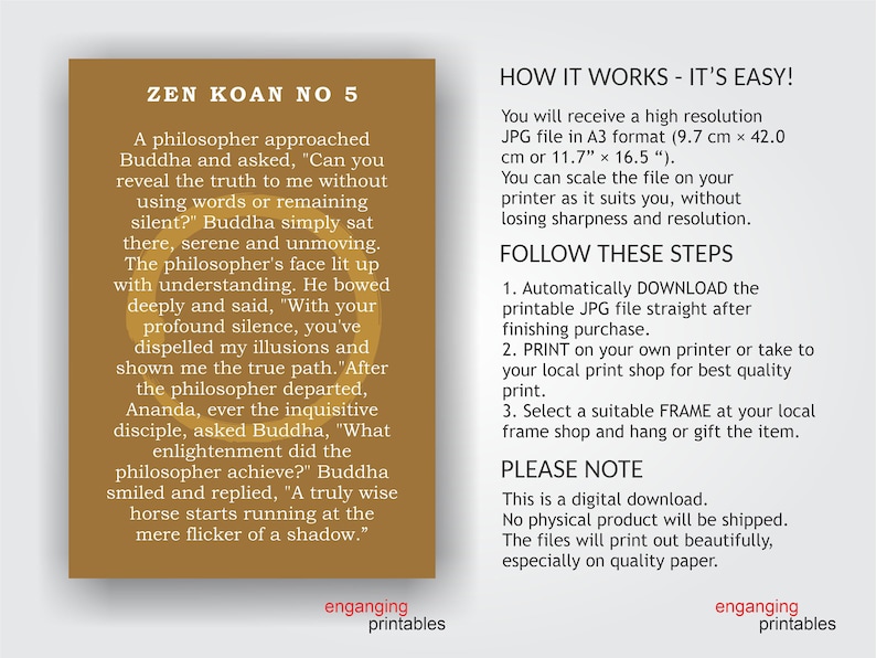 Zen Koan Wall Art, Buddhist Riddle, Inspirational Mystery, Printable ...