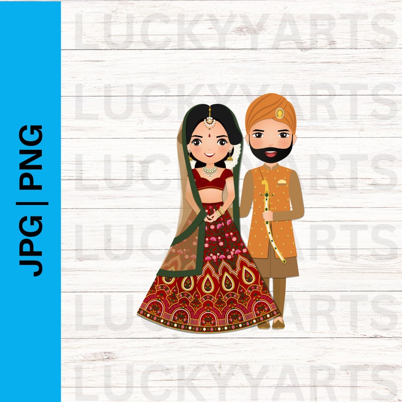 Indian Couple Clipart, Indian Wedding Clipart, Indian Couple Clipart ...