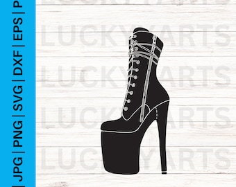 Black Heels Svg, Platform Heels, Boots Svg, Boot Heels Svg, Black Boot ...