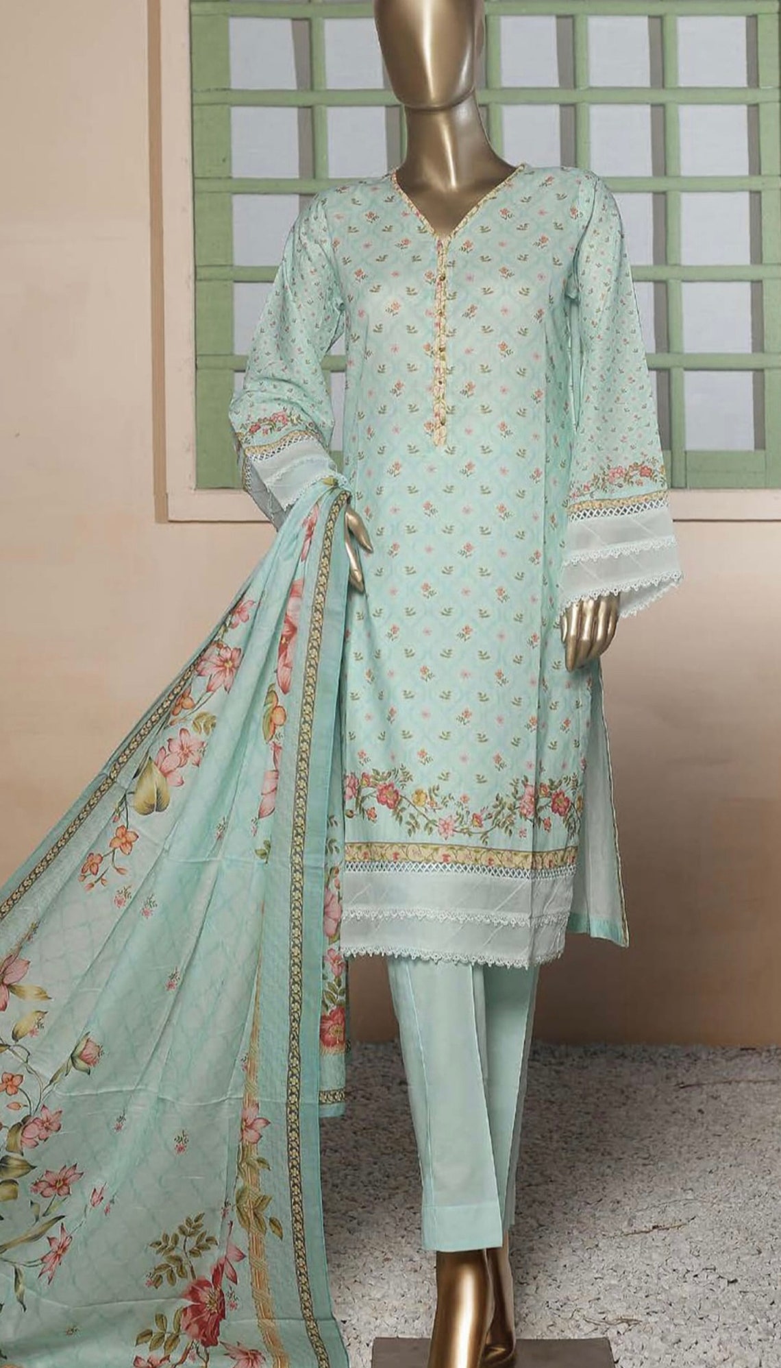 Pakistani Dress, Original Bin Saeed Lawn 3piece Ready to Wear Size ...