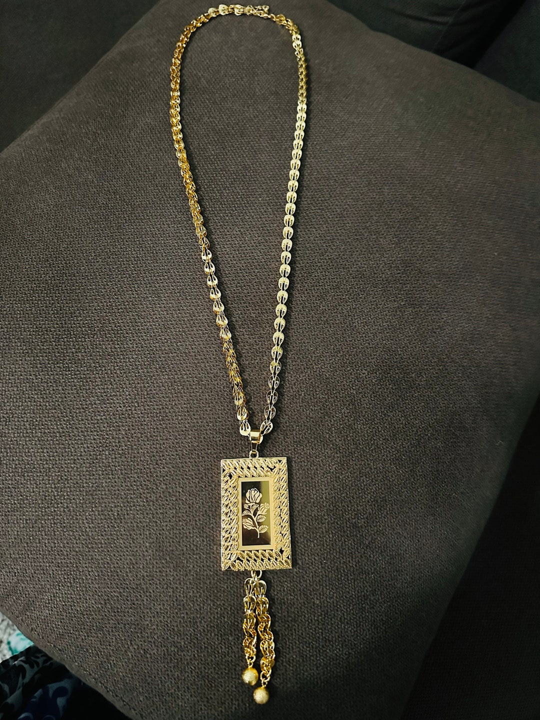 18k Gold Plated Long Chain/dubai Gold Plated Chain/indian Long Necklace ...