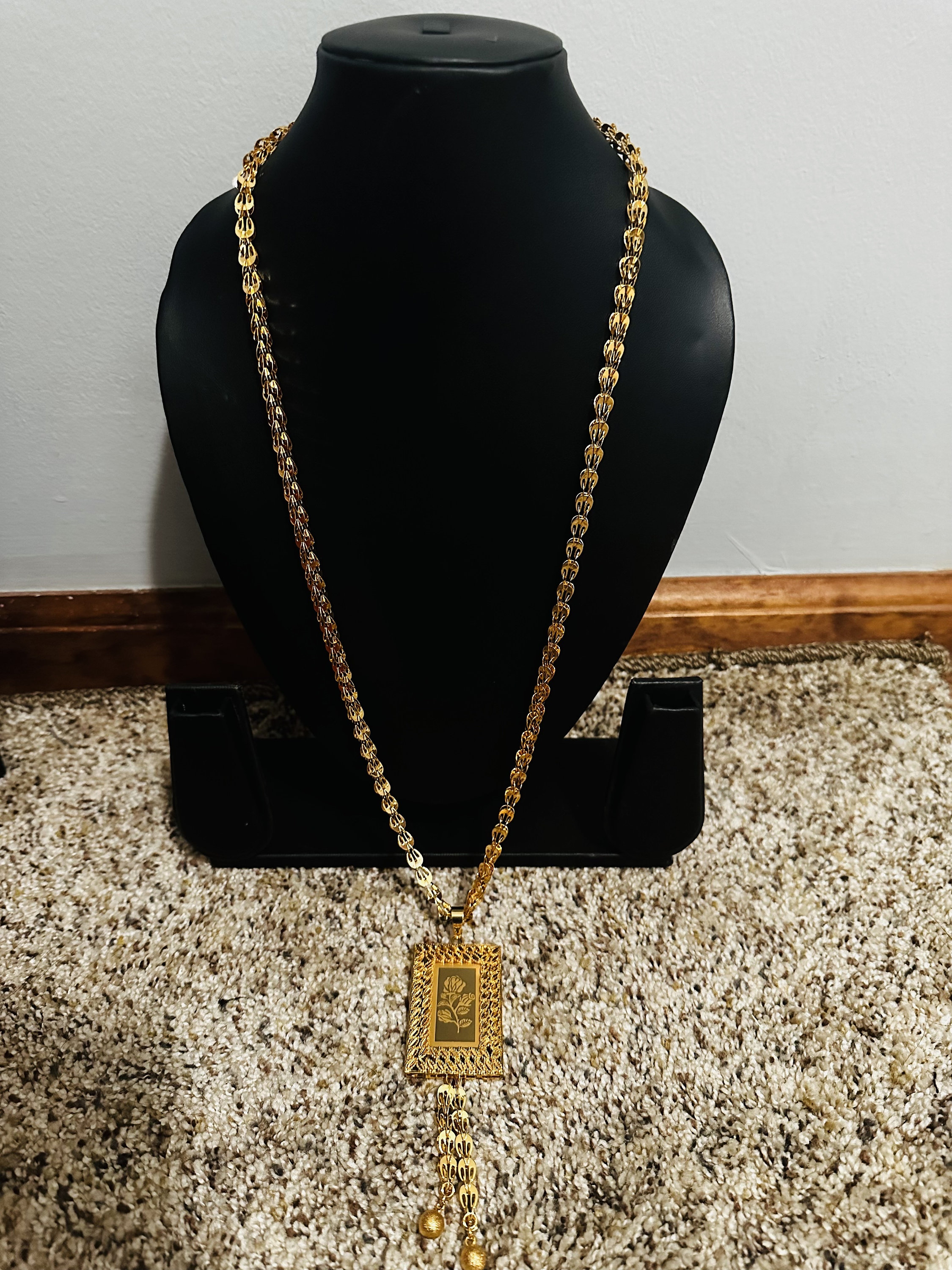 18k Gold Plated Long Chain/dubai Gold Plated Chain/indian Long Necklace ...