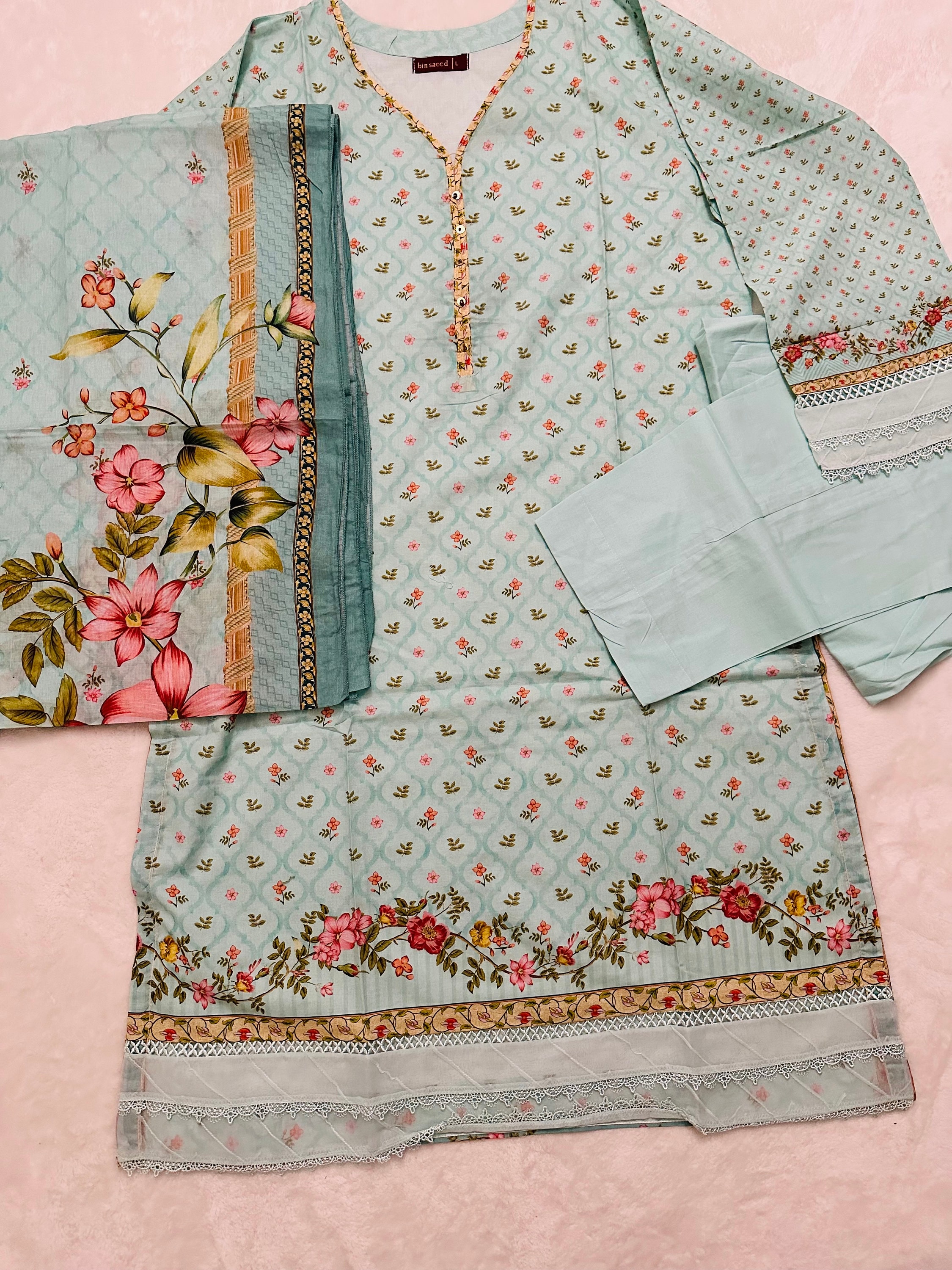 Pakistani Dress, Original Bin Saeed Lawn 3piece Ready to Wear Size ...