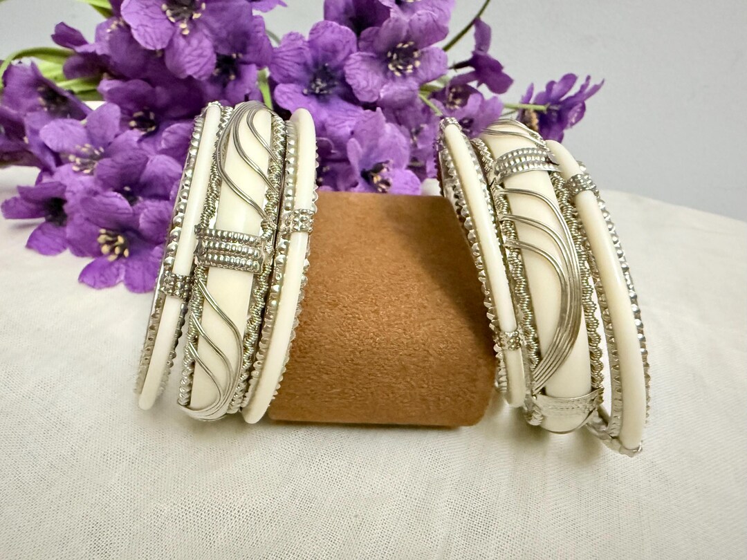 Indian Silver Plated Jaipuri Bangles Set of 6 Size(2.6)/(2.8) - Etsy