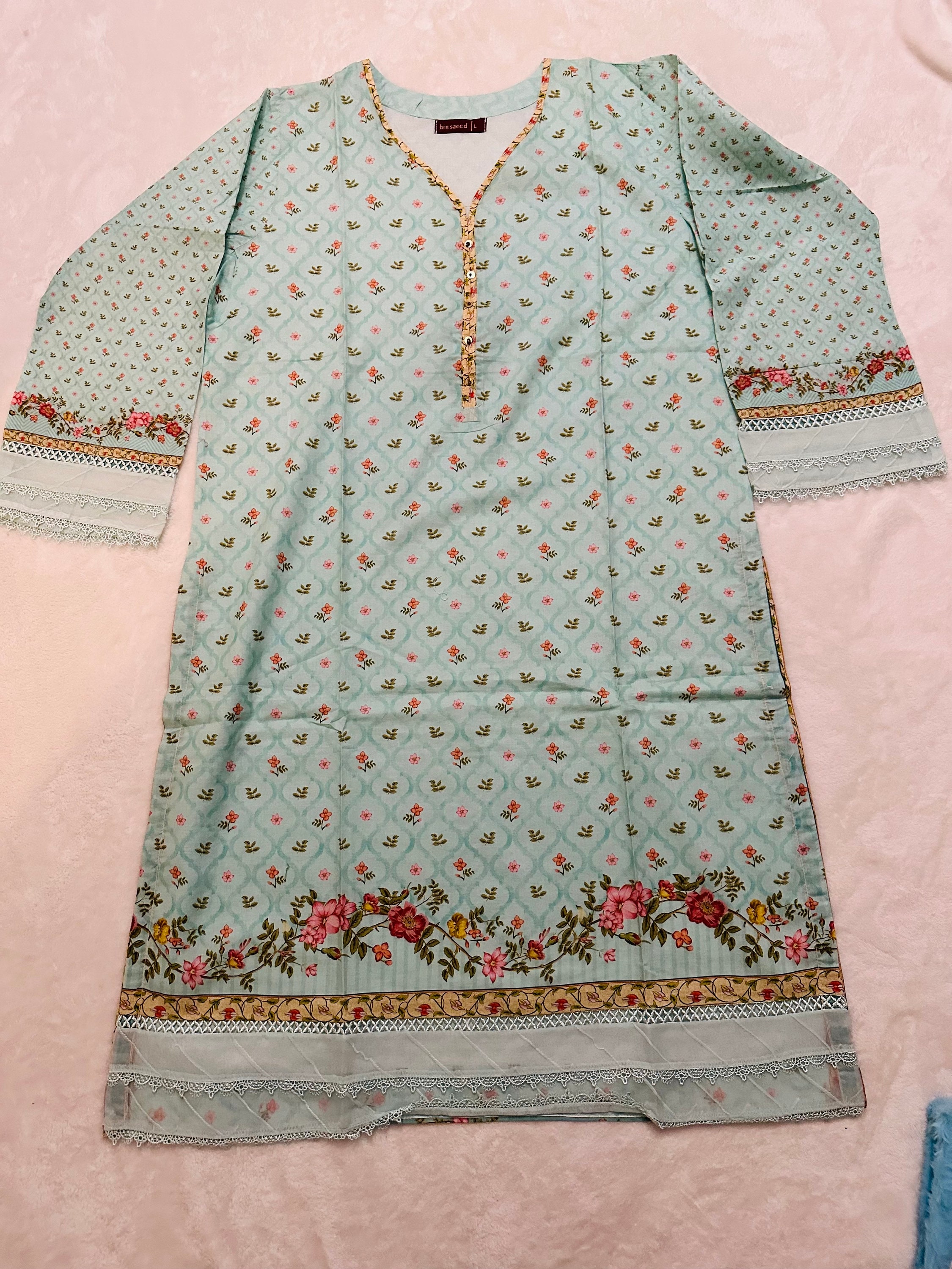 Pakistani Dress, Original Bin Saeed Lawn 3piece Ready to Wear Size ...