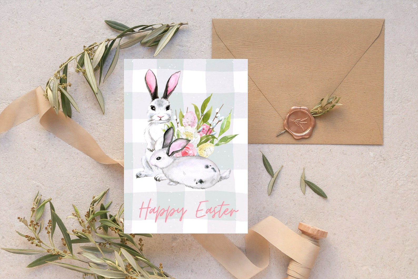 Happy Easter Card Easter Bunnies Card Easter Bunny Card - Etsy