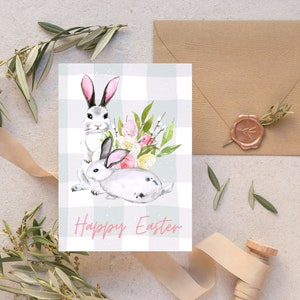 Happy Easter Card, Easter Bunnies Card, Easter Bunny Card, Easter Eggs ...
