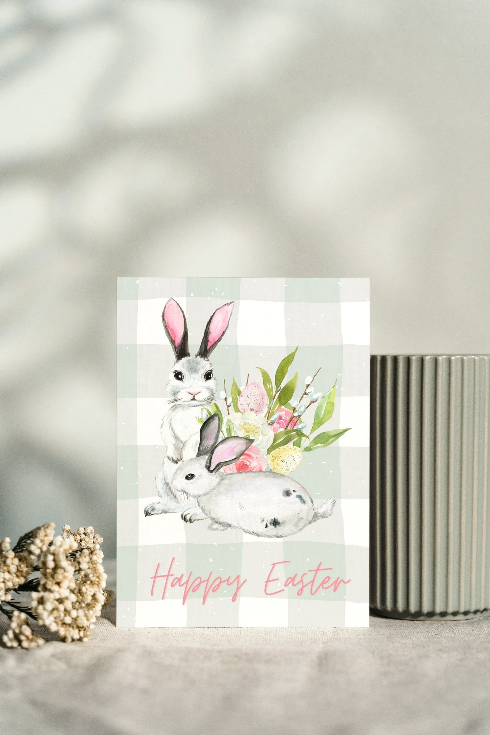 Happy Easter Card, Easter Bunnies Card, Easter Bunny Card, Easter Eggs ...