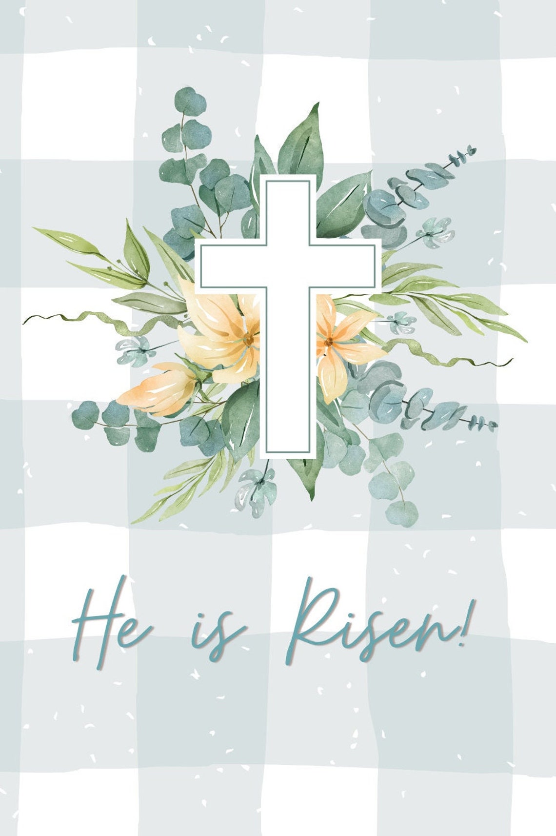 He is Risen Easter Card, Cross Easter Card, Cross With Flowers, Happy ...