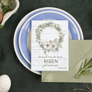 He is Risen Easter Card, Happy Easter Card, White Dogwood Wreath, Dogwood, Religious Easter Card ...
