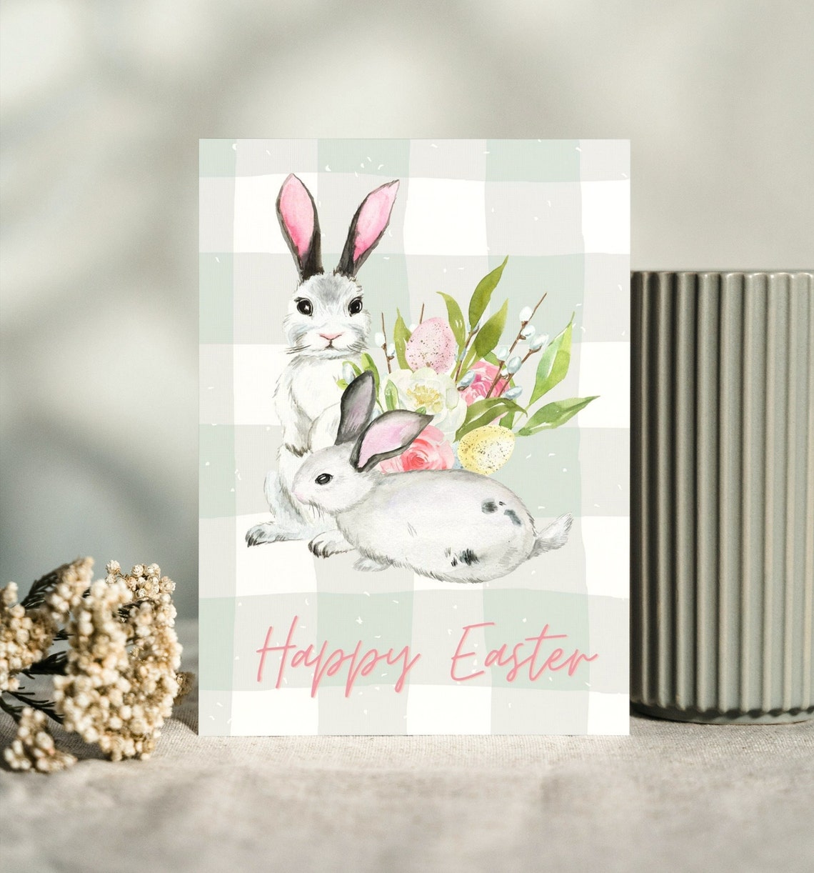 Happy Easter Card, Easter Bunnies Card, Easter Bunny Card, Easter Eggs ...