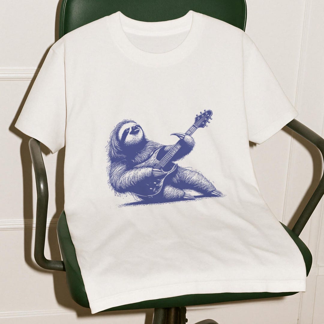 Sloth Playing Guitar,comfort Colors® Shirt,vintage Graphic Tee,funny ...