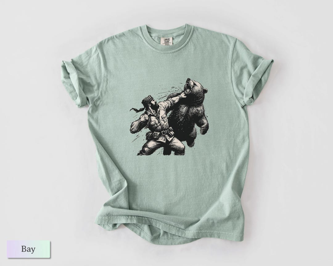 Man Punching Bear,comfort Colors® Shirt,vintage Graphic Tee,wild Kong ...