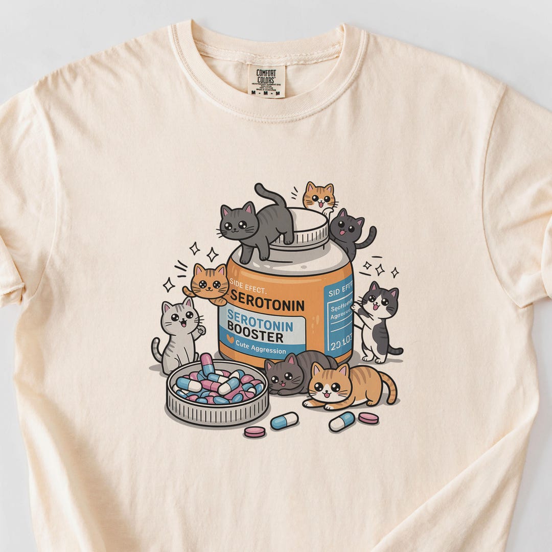 Serotonin Booster, Cute Kawaii Cat, Comfort Colors® Shirt,funny Shirt ...