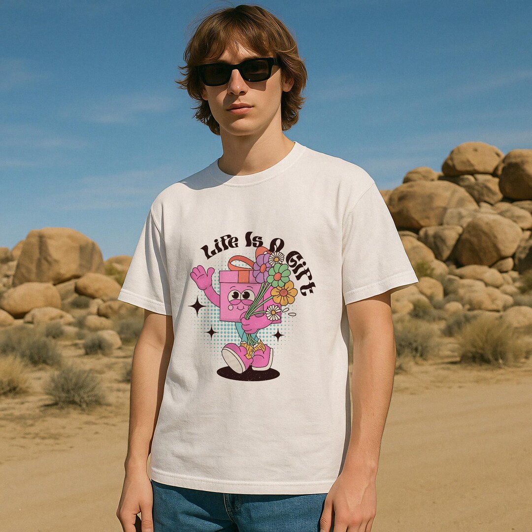 Life is A Gift,positive Retro Mascot Character,comfort Colors® Shirt ...