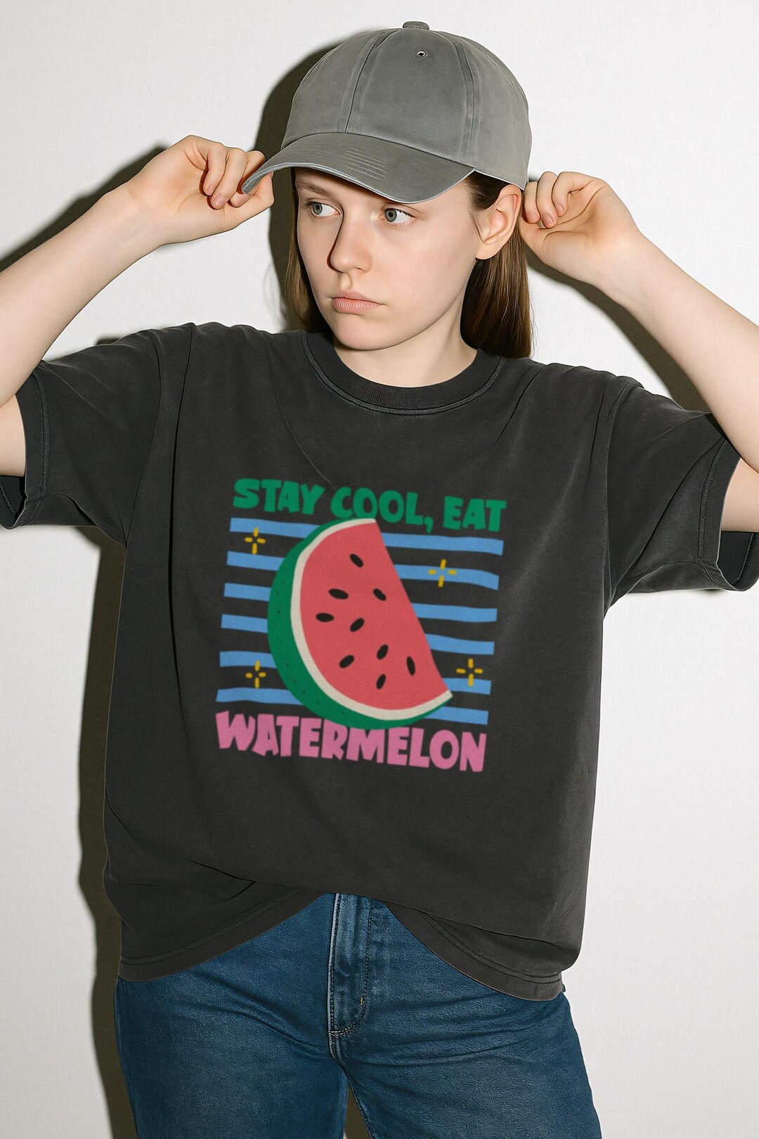 Stay Cool Eat Watermelon,comfort Colors® Shirt,fruit Graphic Tee,retro ...