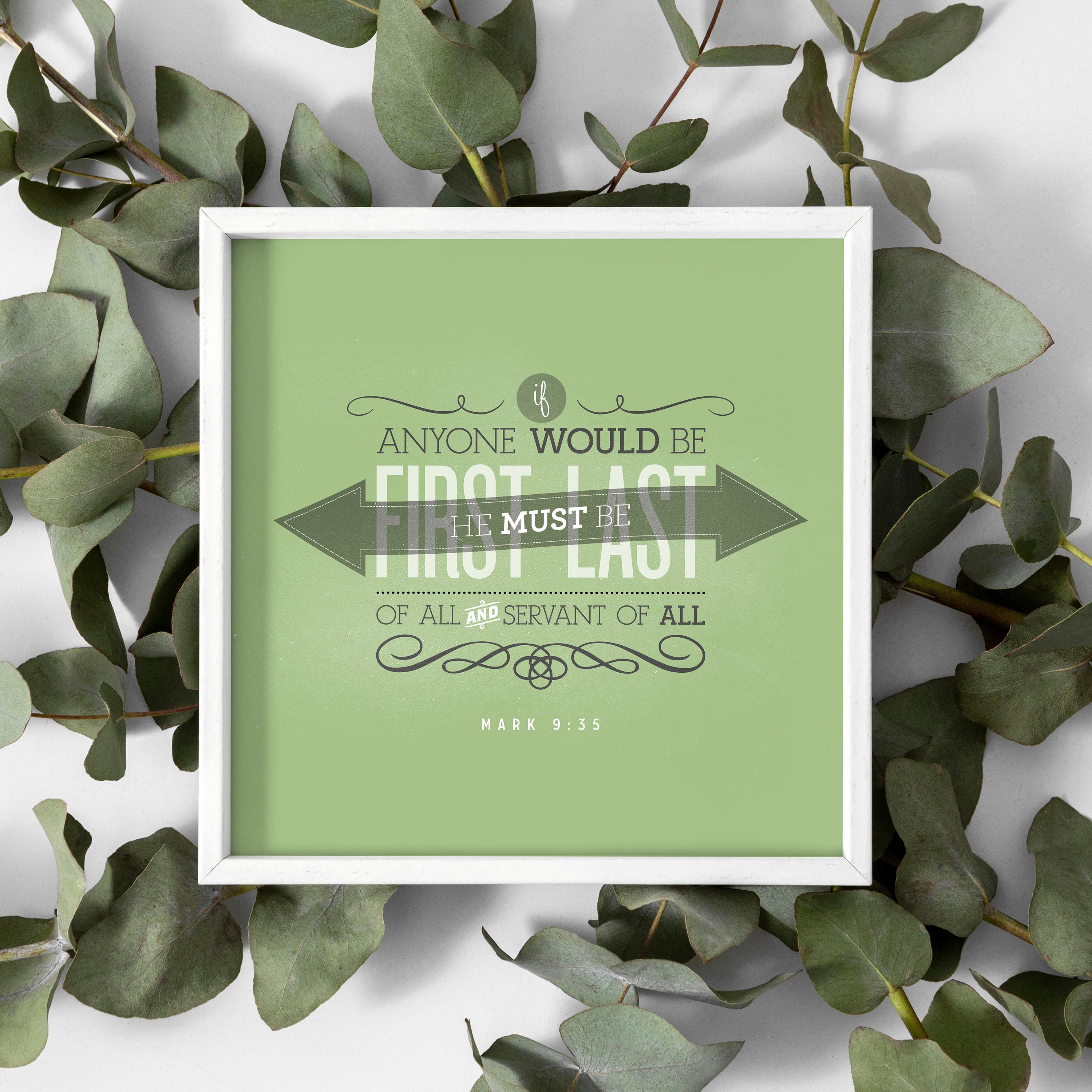 Mark 9:35 Typographic Bible Verse Digital Print - Etsy