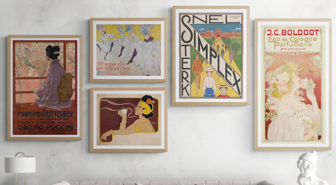 Vintage European Poster Set of 5 PRINTABLE Downloadable Art Eclectic ...
