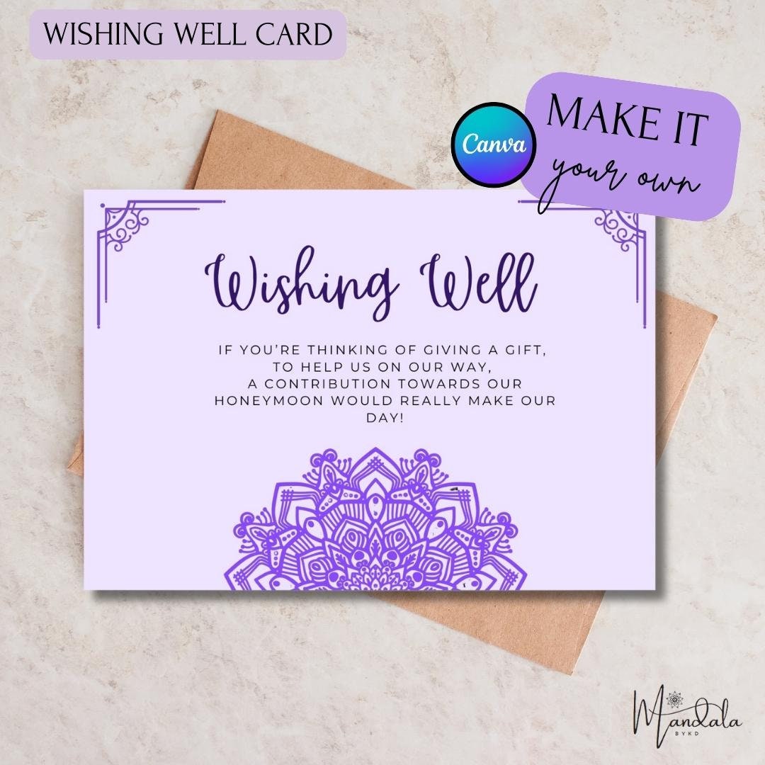Wishing Well Card, Instant Download Wishing Well, Wedding Gift Idea ...