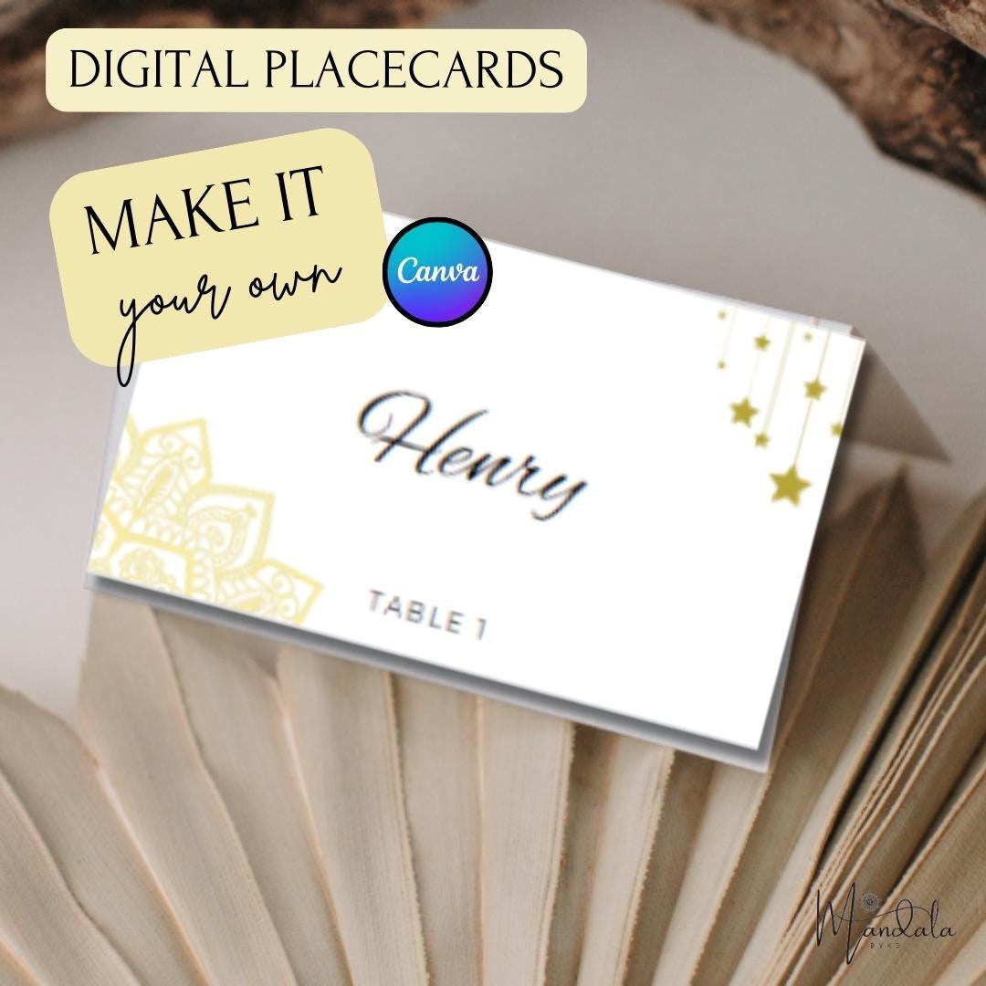 Gold Wedding Place Card, Editable Place Card Template, Printable Indian ...