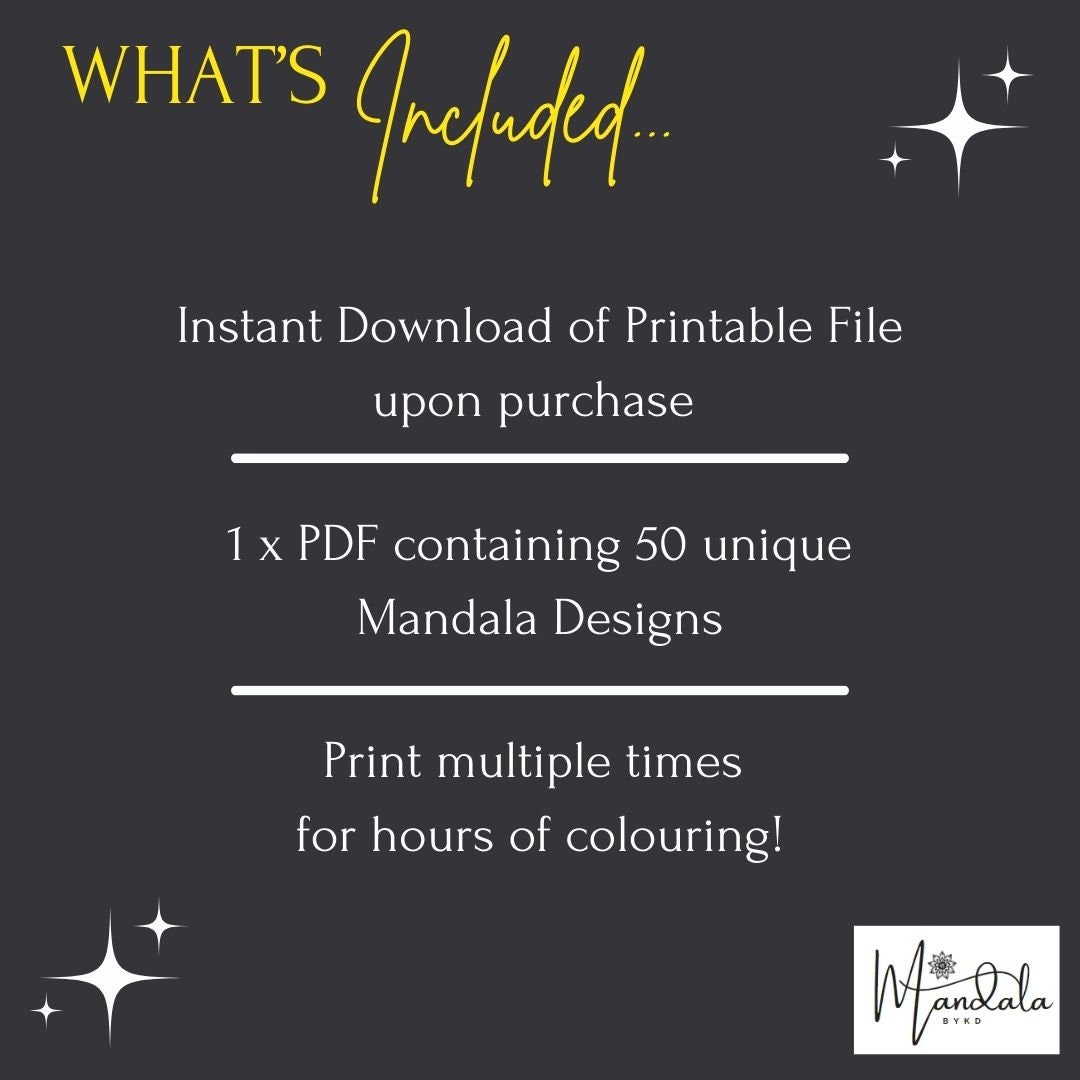 50 Mandala Coloring for Kids, Kids Coloring Book, Instant Download ...