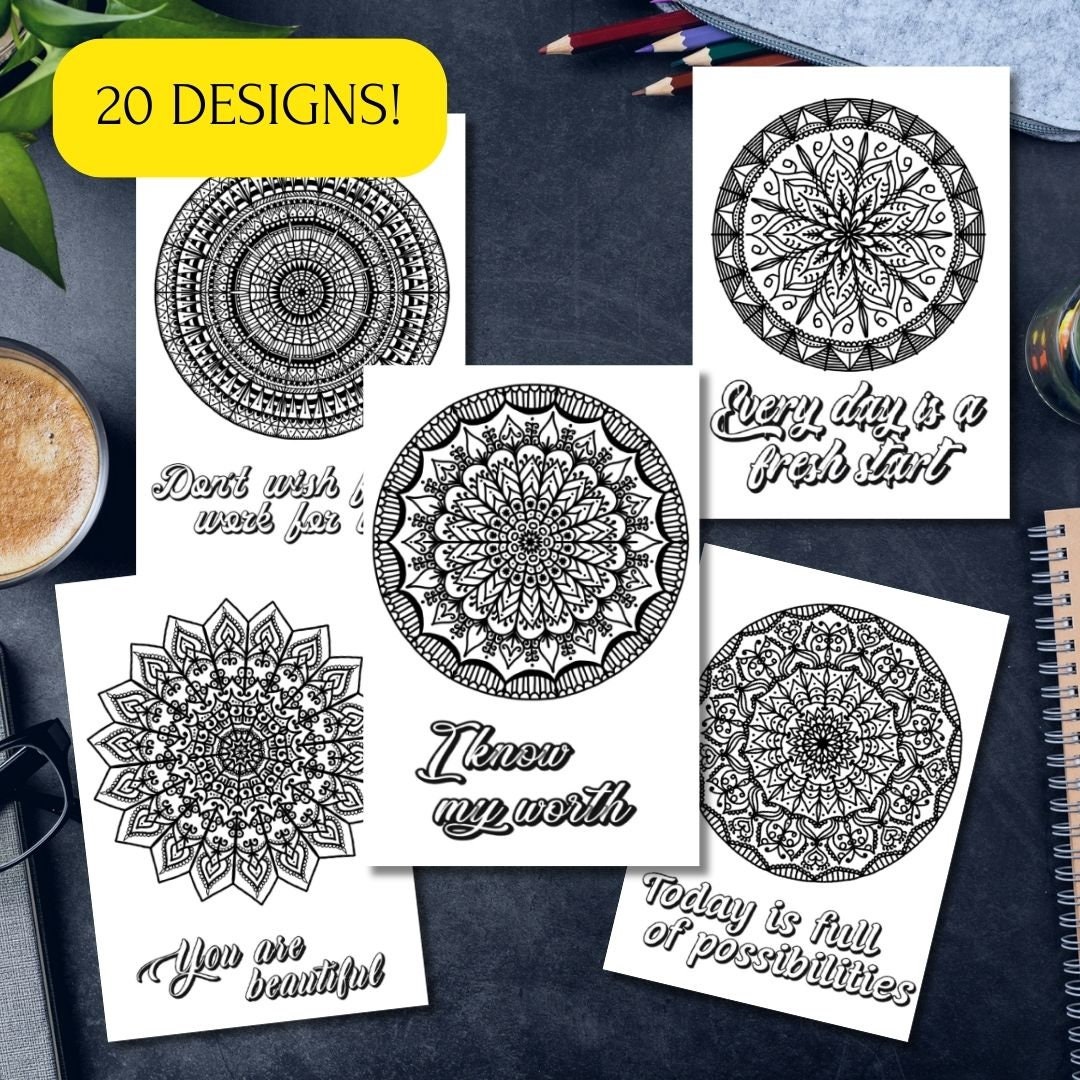 20 Mandala Coloring Pages, Adult Coloring Book, Instant Download ...