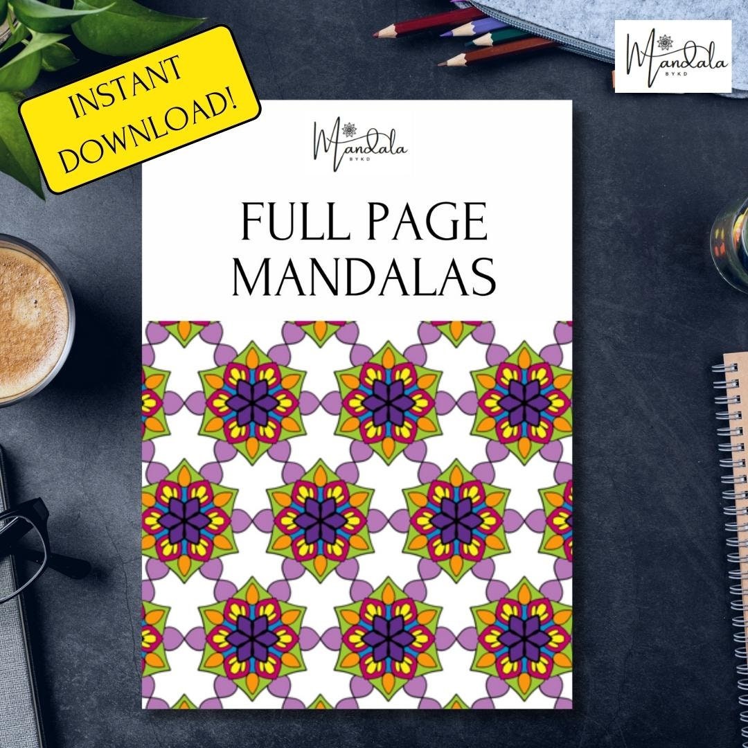 20 Full Page Mandala Coloring Pages, Adult Coloring Pages, Instant ...