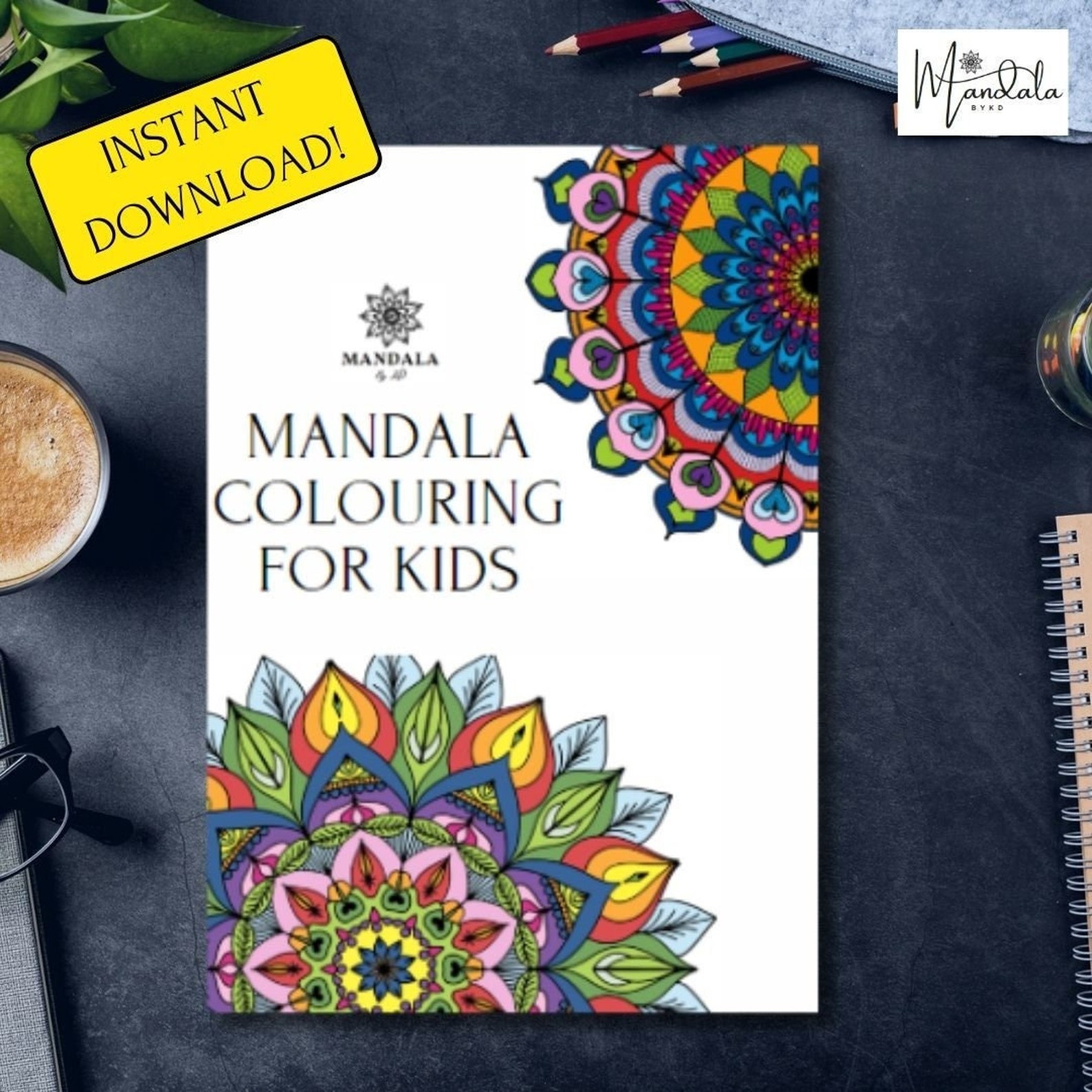 50 Mandala Coloring for Kids, Kids Coloring Book, Instant Download Coloring Sheet, Printable ...