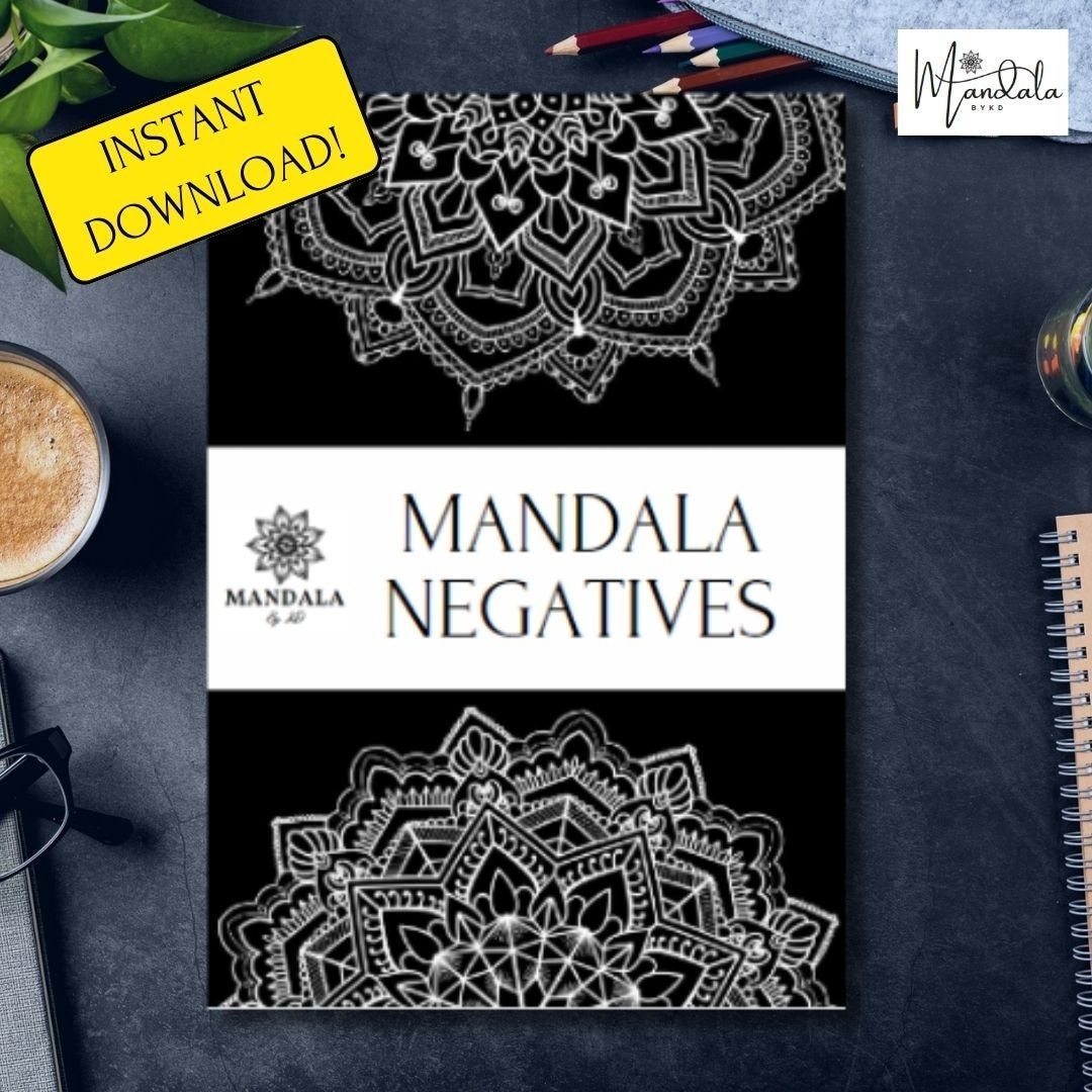 25 White Mandala on Black Background Wall Art | Negative Space Design ...