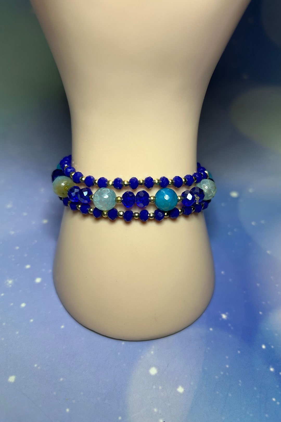 Handmade Gemstone Trio Bracelets: Gold Plated Beaded Set - Etsy