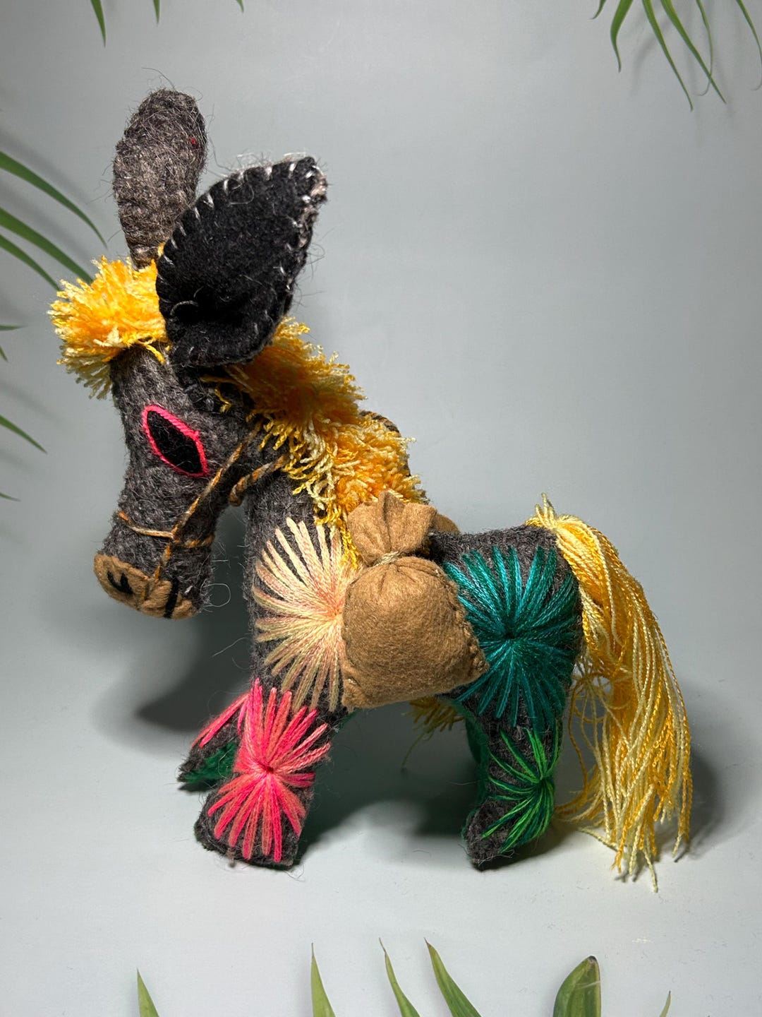 Hand Embroidered Wool Donkey: Artisan Mexican Stuffed Animal - Etsy