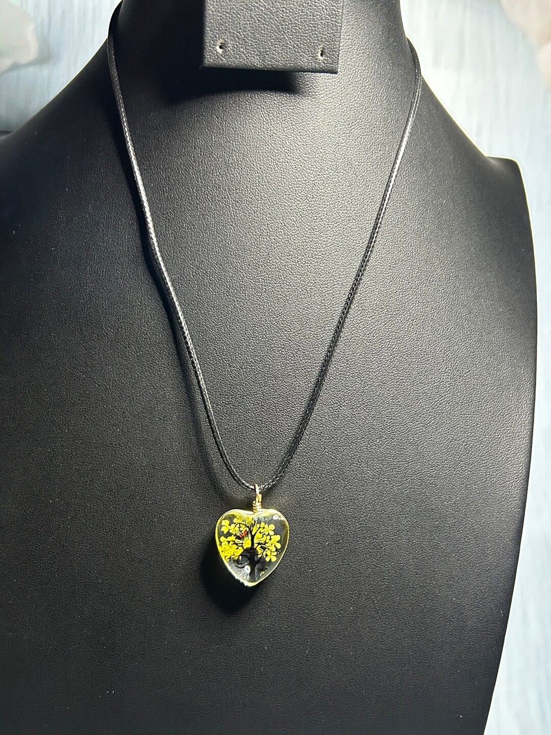 Encapsulated Floral Cord Necklace, Handmade Artisan Jewelry for ...